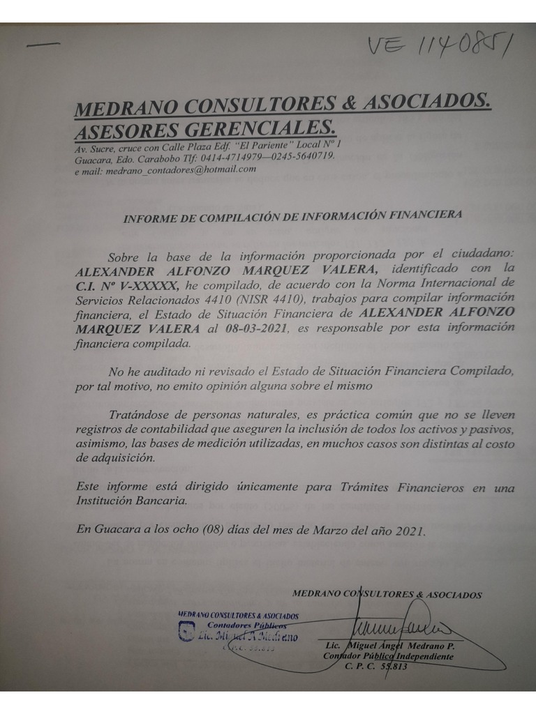 Informe de Compilacion Financiera | PDF