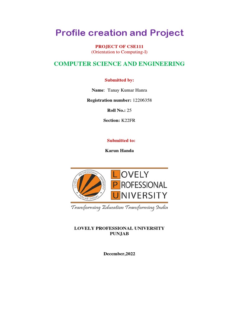 CSE111 Project Reporttanay | PDF