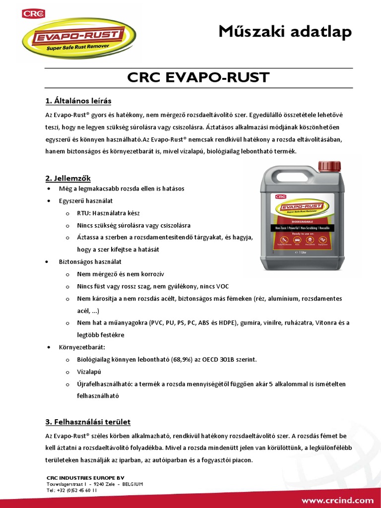 TDS Evapo-Rust HU | PDF