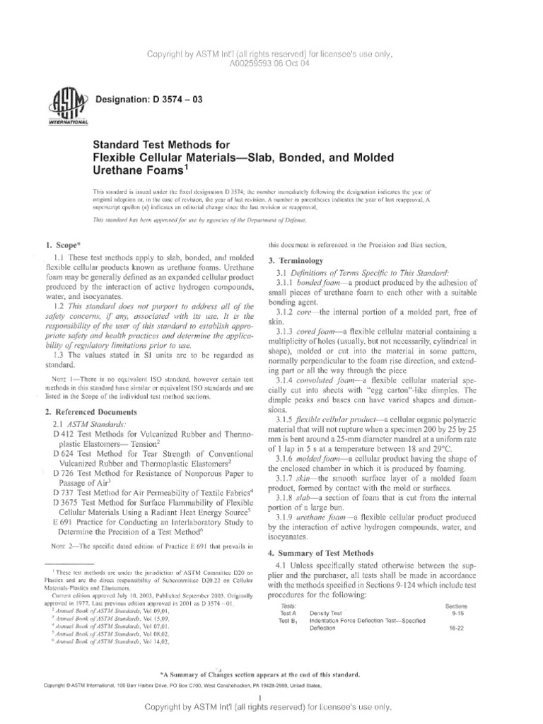 Astm D 3574 - 03 - 20100922175701 | PDF