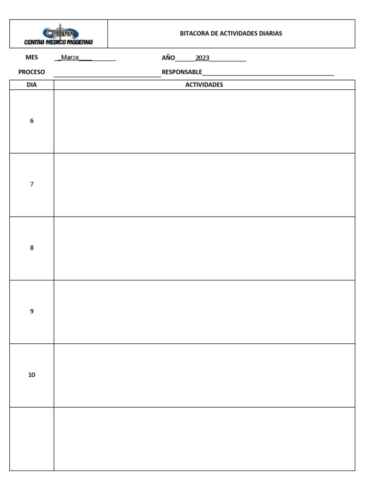 Bitacorra de Actividades Diarias | PDF