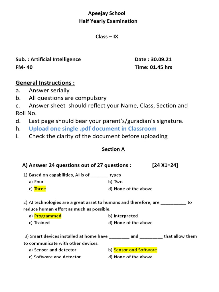 Ai Class 9 Hy Ms Pdf Artificial Intelligence Intelligence Ai And Semantics 
