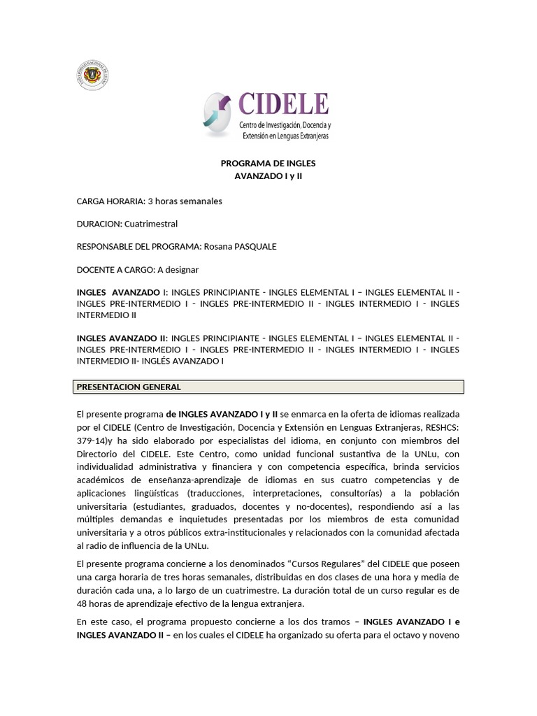 PROGRAMA DE INGLES AVANZADO I y II 2018-2019 | Descargar gratis PDF ...