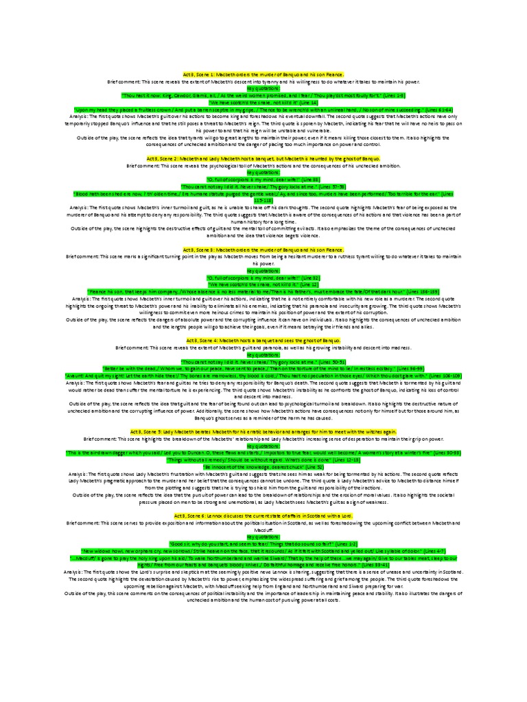 Macbeth timeline act 3 - Google Docs | PDF | Macbeth | Shakespearean ...