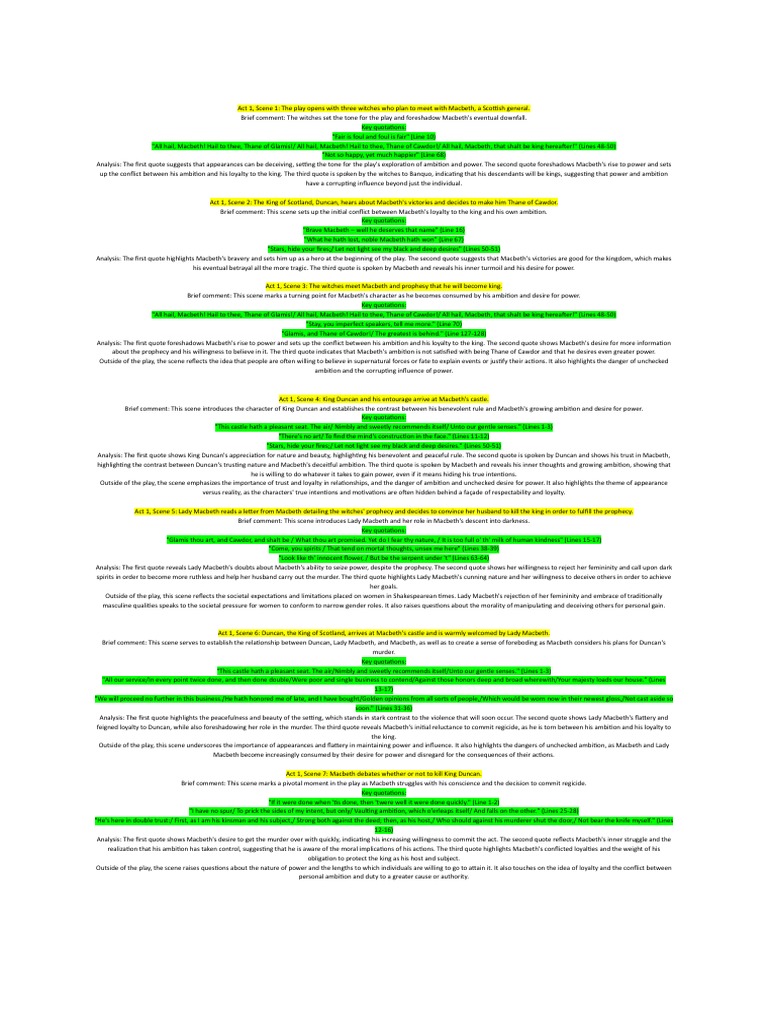 Macbeth Timeline Act 1 | PDF | Macbeth