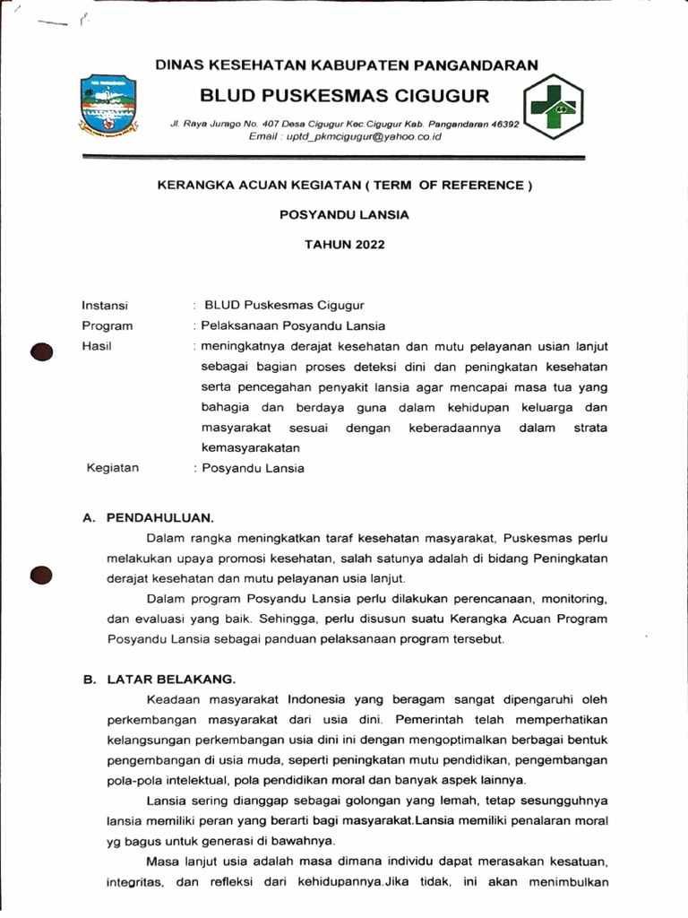 KAK Posyandu Lansia PDF | PDF
