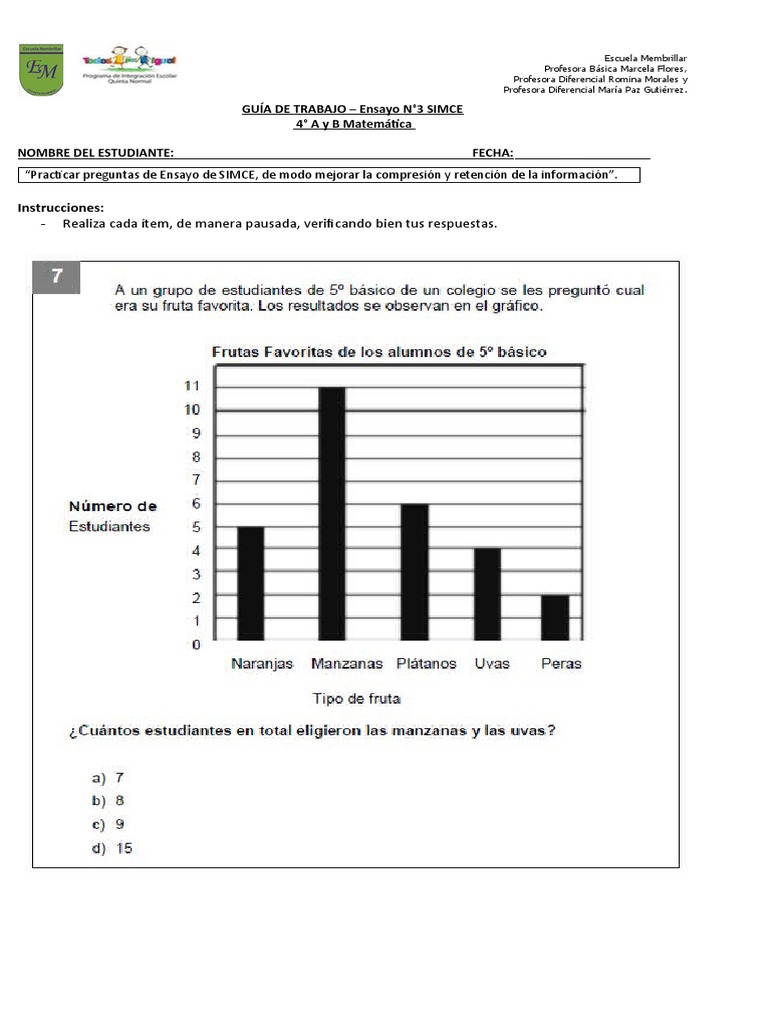 Ensayo N°3 SIMCE Matemáticas | PDF