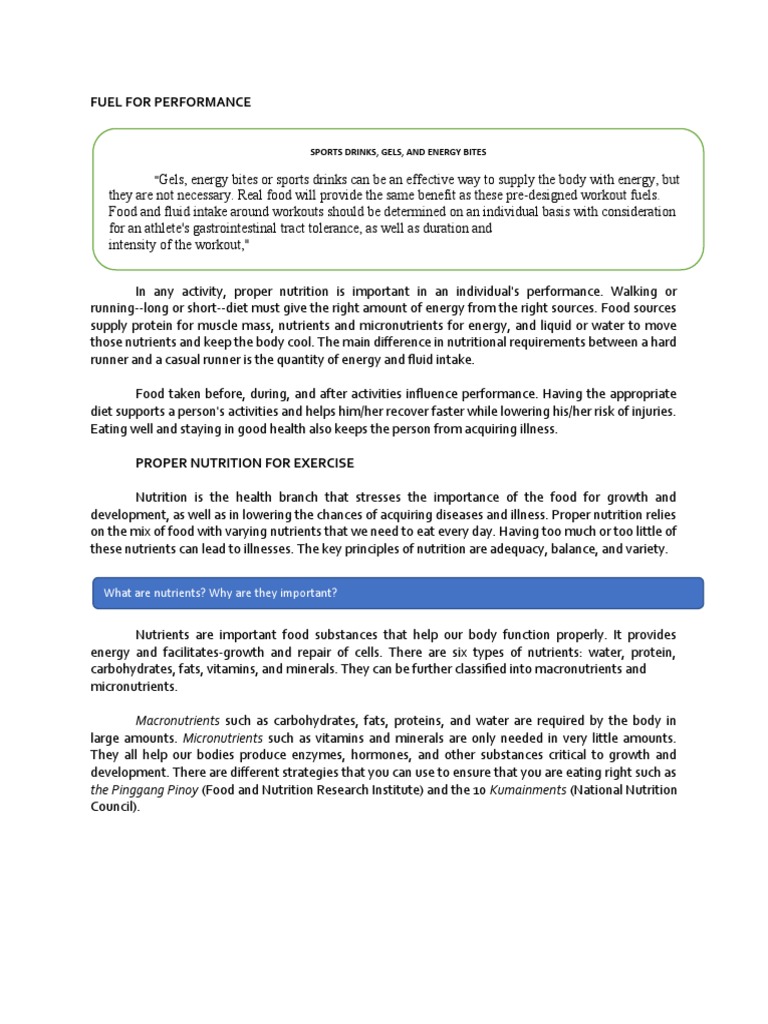 Fuel For Performance: Sports Drinks, Gels, and Energy Bites | PDF ...