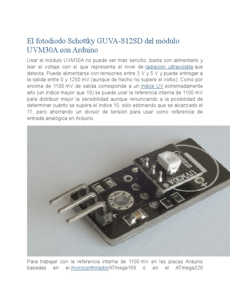 El Fotodiodo Schottky GUVA-S12SD Del Módulo UVM30A Con Arduino | PDF ...