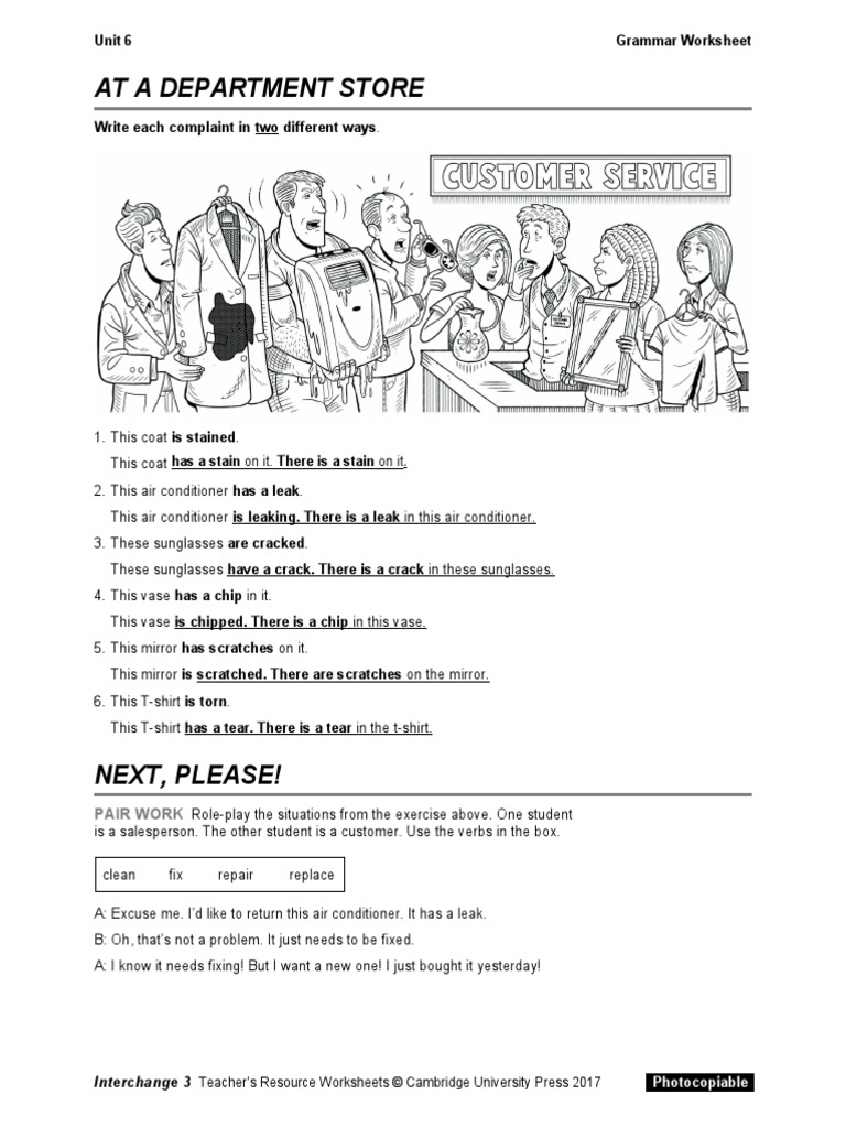 Grammar Worksheet - Unit 6 - Answers | PDF