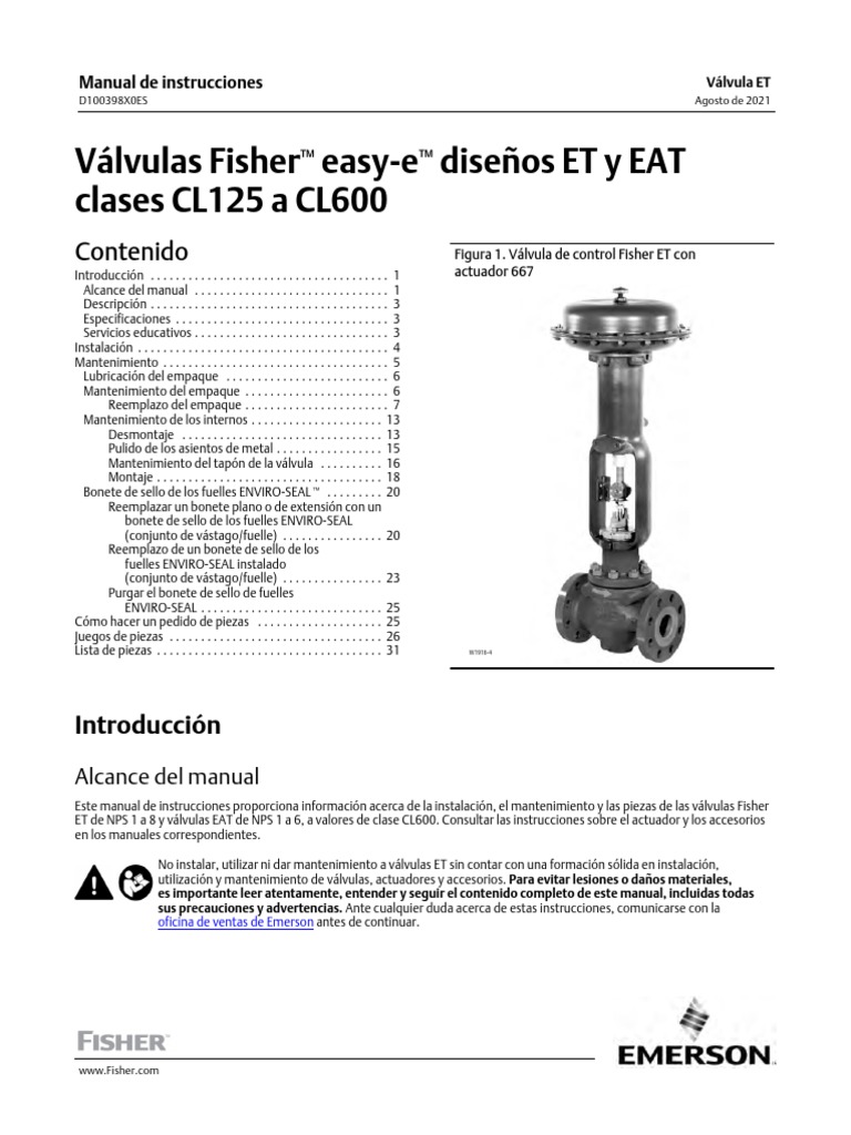 Válvulas Fisher Easy e Diseños Et y Eat Clases cl125 A cl600 Fisher Et ...