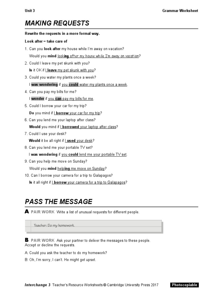 Requests Worksheet - Answers JDJDJ | PDF | Language Arts & Discipline ...