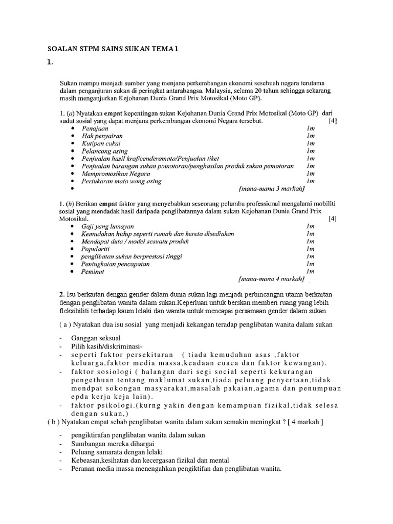 Soalan Sains Sukan Stpm Tema 1 Pdf