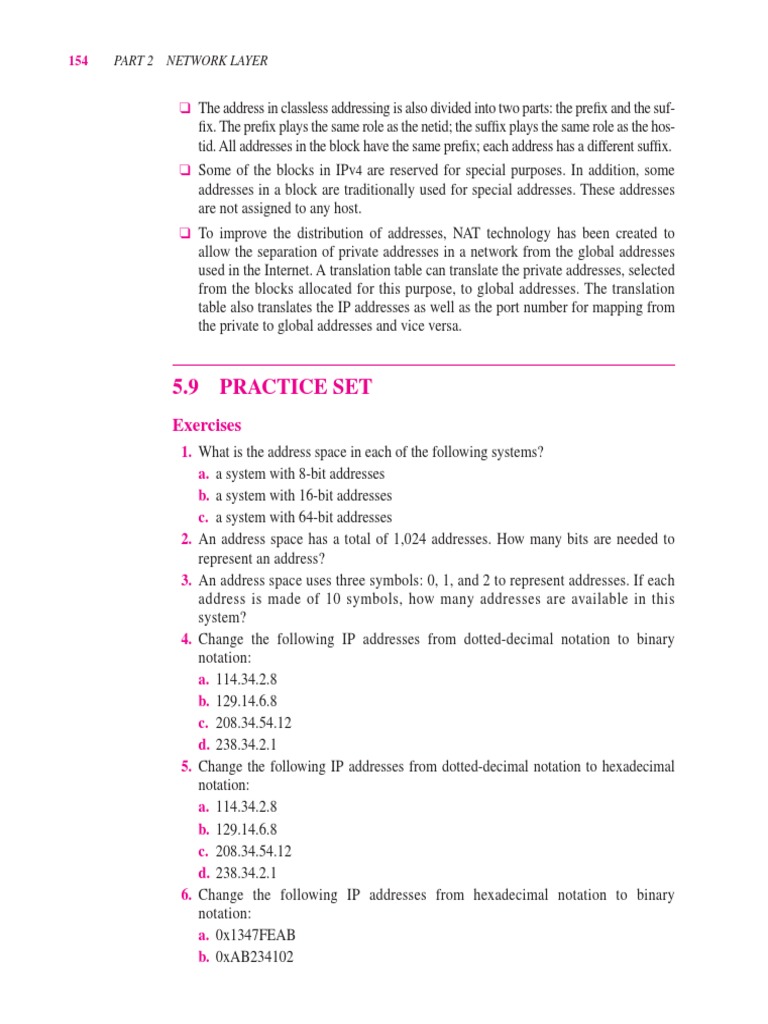 IP Addressing Exercises | PDF | Ip Address | Wide Area Network