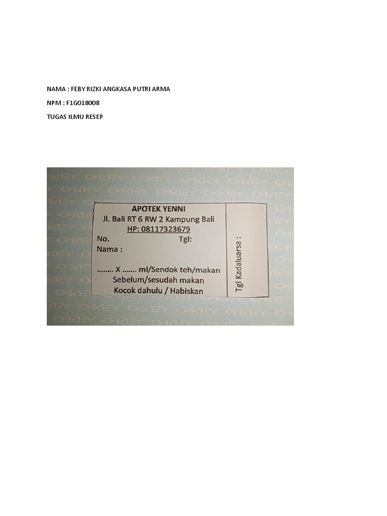 Feby Rizki Angkasa Putri Arma - F1G018008 - Tugas Ilmu Resep 2 PDF | PDF