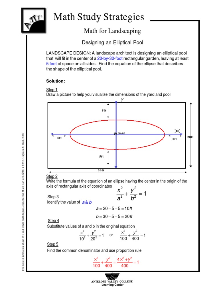 Designing An Elliptical Pool | PDF | Ellipse | Equations
