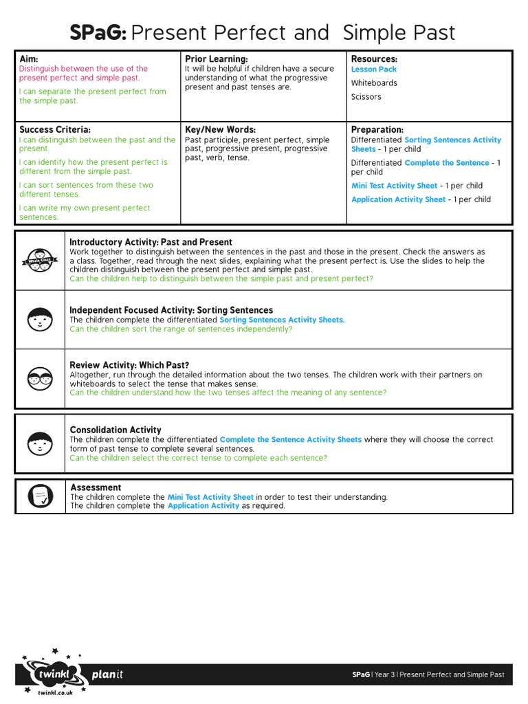#Lesson Plan Present Perfect Simple Past | PDF | Grammatical Tense | Cognitive Science