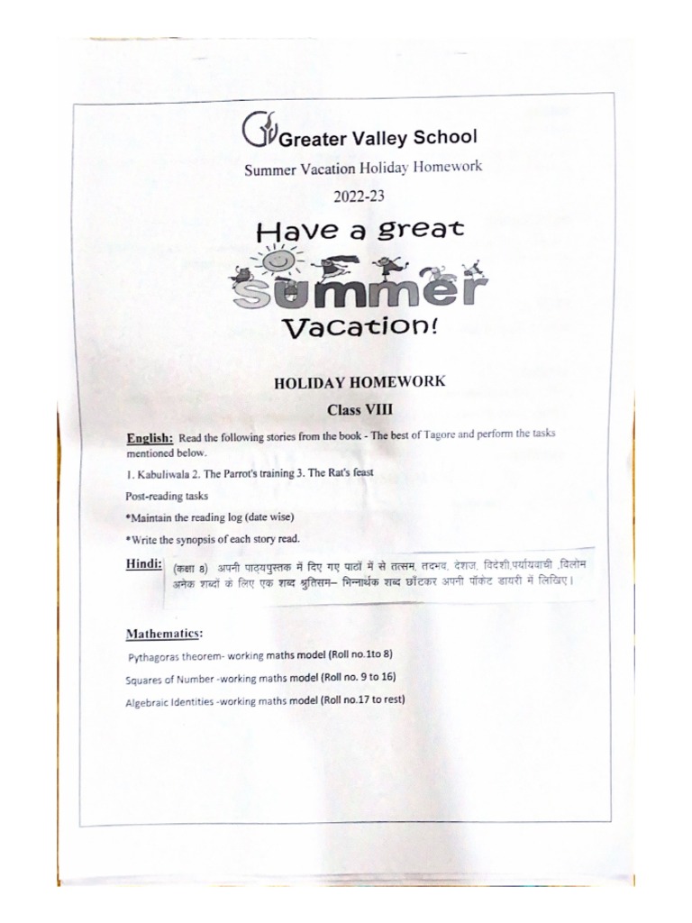 Summer_Vacation_Holiday_Homework | PDF