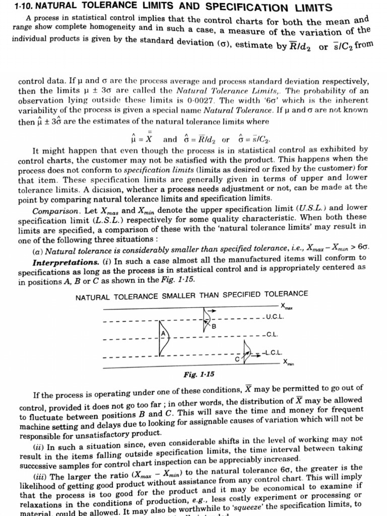 Natural Tolerance vs Specification Limits | PDF | Engineering Tolerance ...