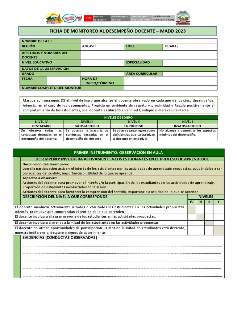 Ficha de Monitoreo 2022 | Descargar gratis PDF | Aprendizaje | Creatividad