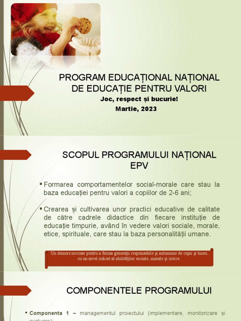Program Educațional Național de Educație Pentru Valori - Prezentare-1 | PDF