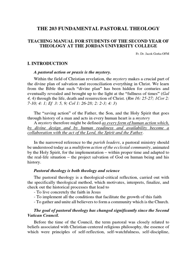 Fundamental Pastoral Theology STUDENTS NOTES ALL | PDF | Theology ...
