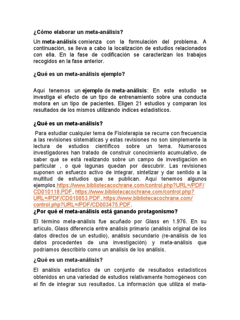 Cómo Elaborar Un Meta | PDF | Metaanálisis | Tamaño del efecto