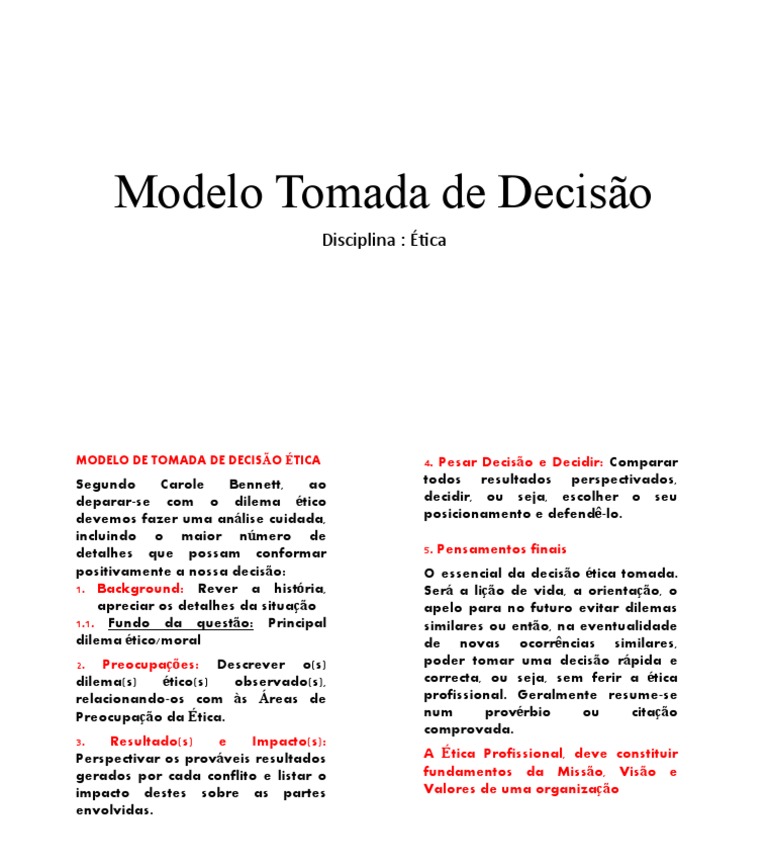 Modelo Tomada de Decisâo | PDF