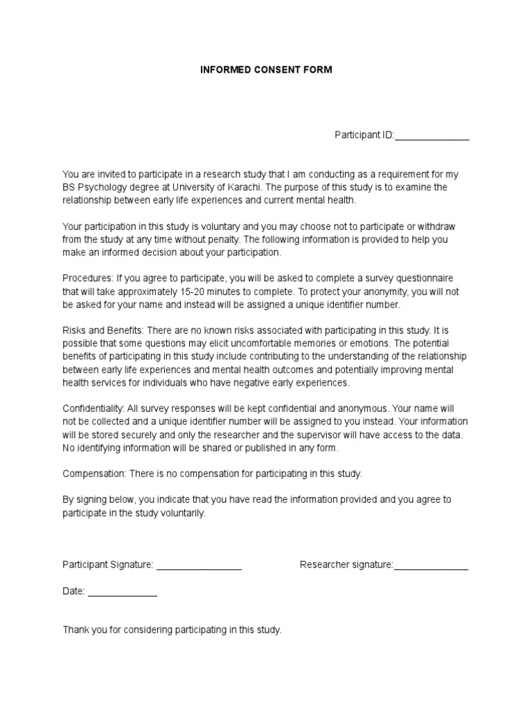 Informed Consent Form | PDF | Risk | Feeling