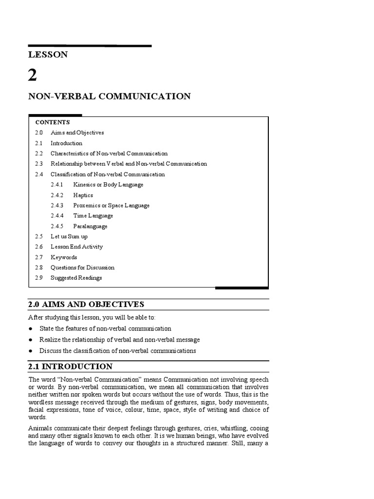 Lesson 02 | PDF | Nonverbal Communication | Communication