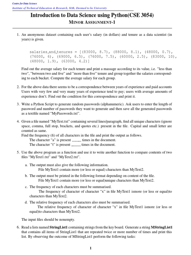 Assignment 1 | PDF | Password | Text File