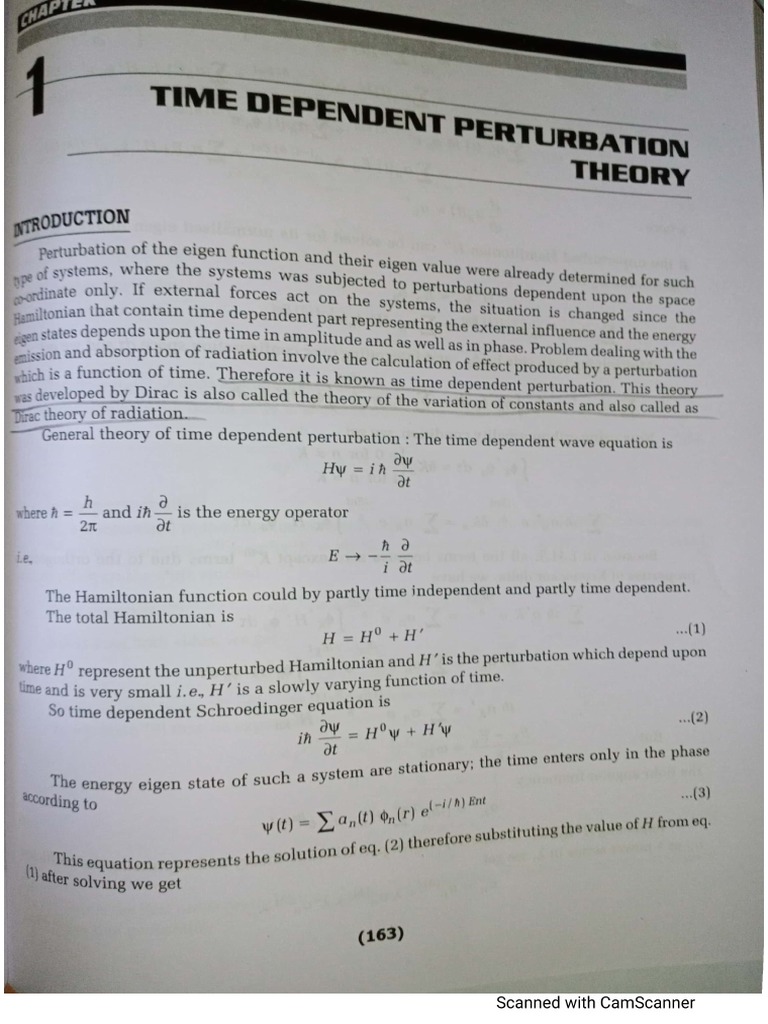 Time Dependent Perturbation Theory (Quantum Mechanics) | PDF