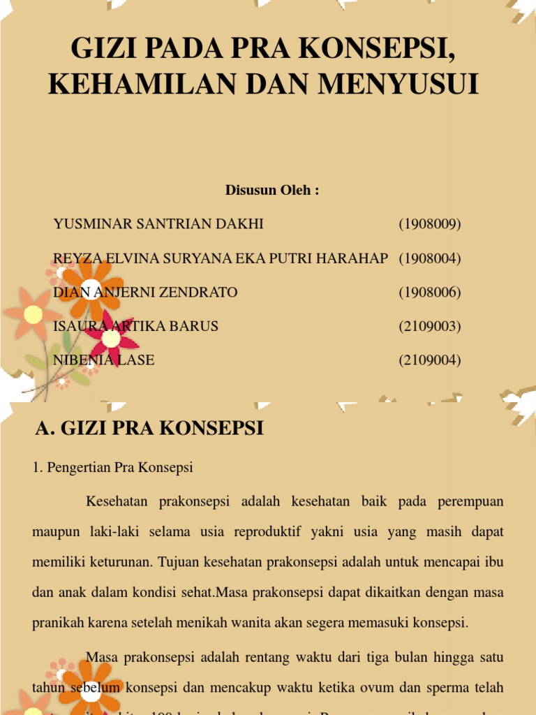 Gizi Pada Pra Konsepsi, Kehamilan Dan Menyusui | PDF | Kesehatan Holistik