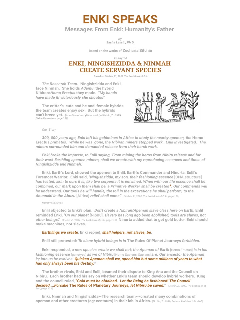 Enki Speaks: Messages From Enki: Humanity's Father | PDF | Zecharia Sitchin