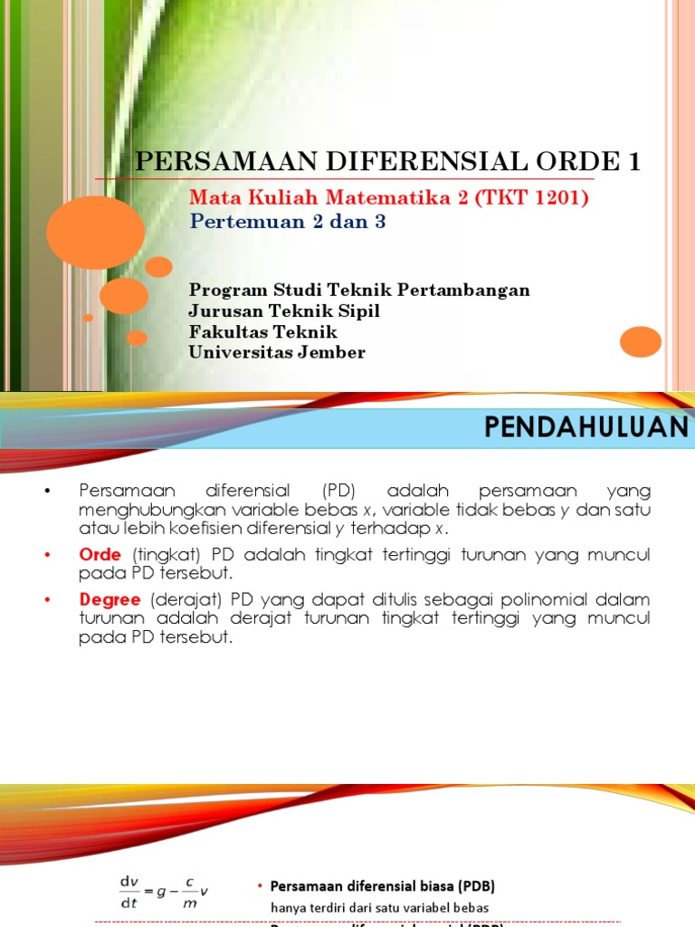 2 - Persamaan Diferensial Orde 1 PDF | PDF