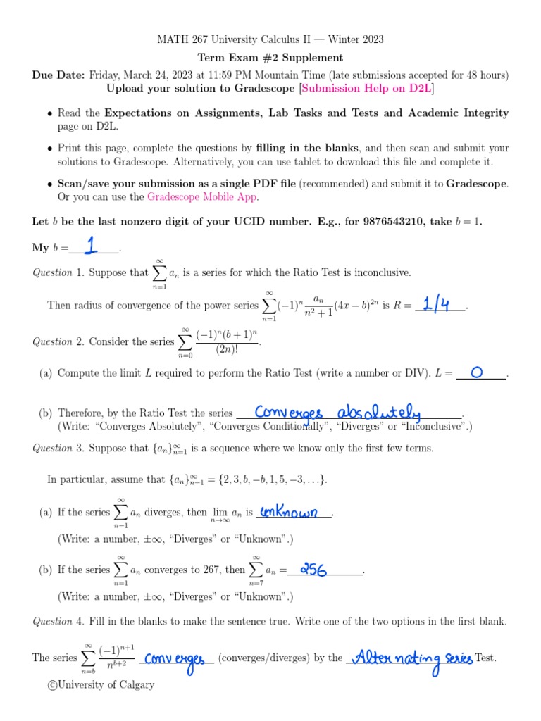 MATH 267 Calculus II Exam 2 Guide | PDF | Teaching Methods & Materials