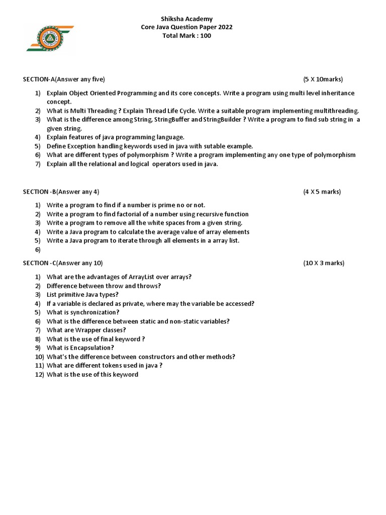 Java Question 2022 PDF | PDF