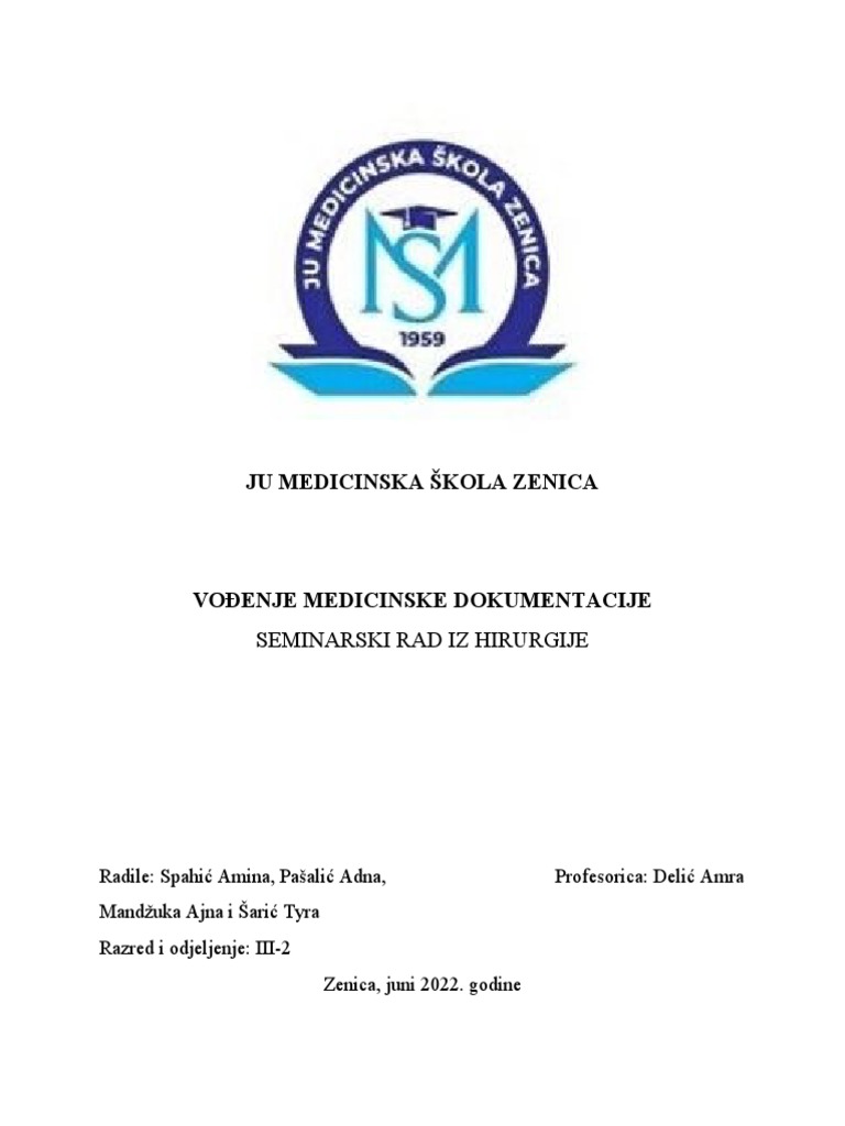 Vođenje Medicinske Dokumentacije | PDF