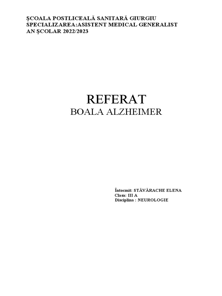 Alzheimer Boala | PDF