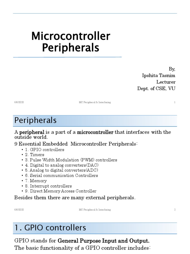 Periphrals & Interfacing Basics | PDF | Microcontroller | Analog To ...