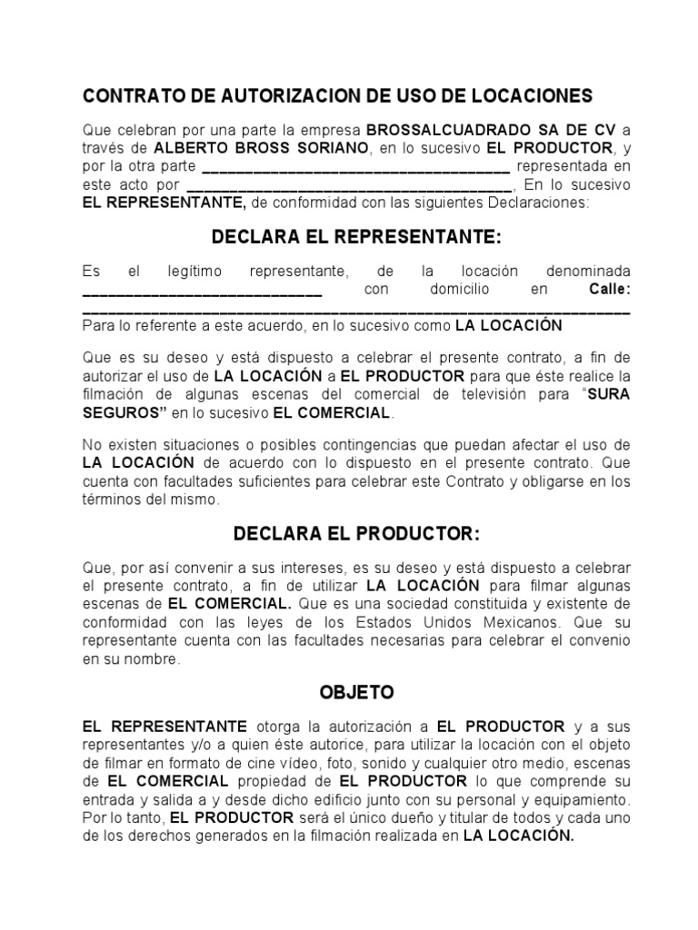 Contrato Locaciones GB Proyecto SURA | PDF