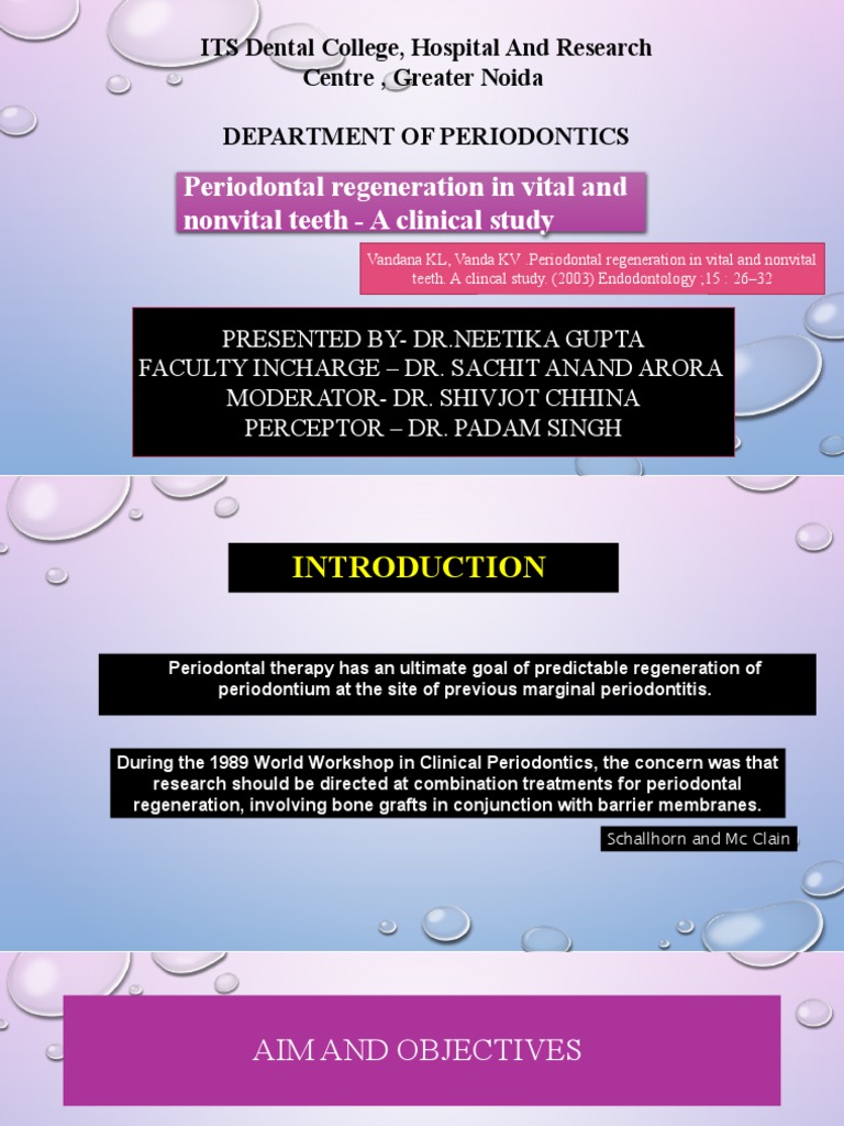 Periodontal Regeneration in Vital and Nonvital Teeth - A Clinical Study | PDF | Periodontology ...