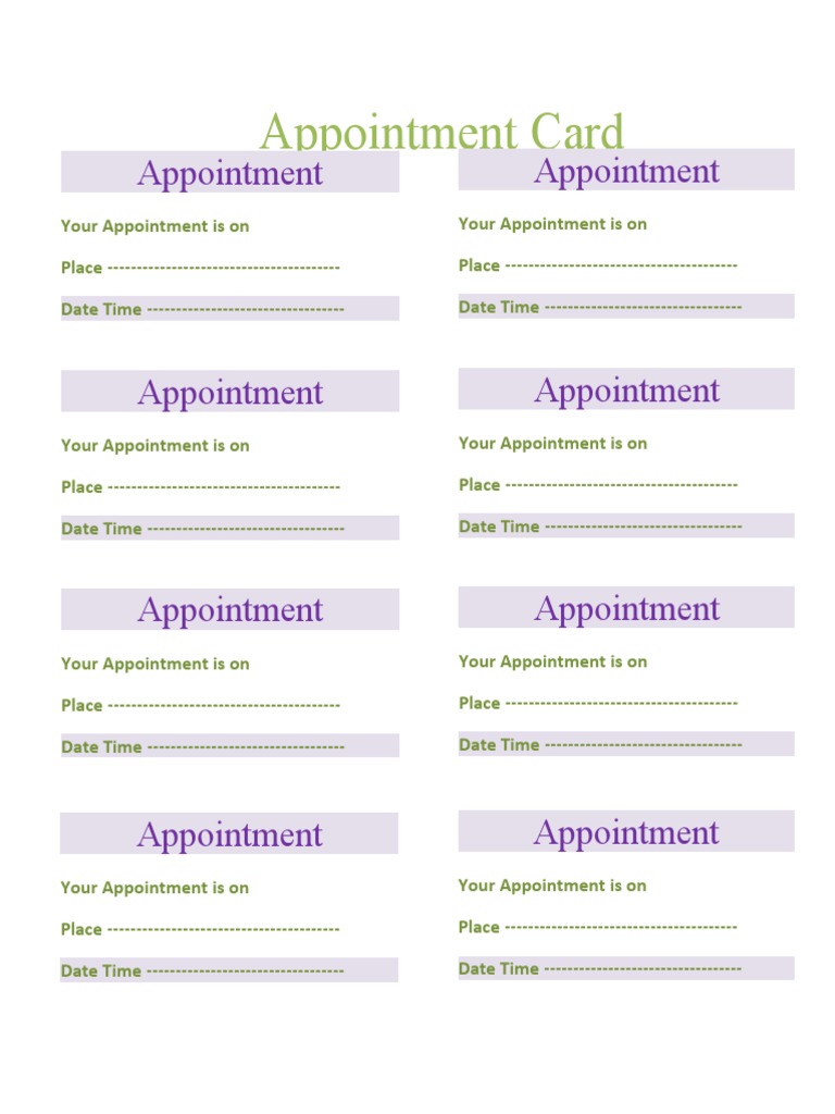Appointment Cards Template 01 | PDF | Finance & Money Management