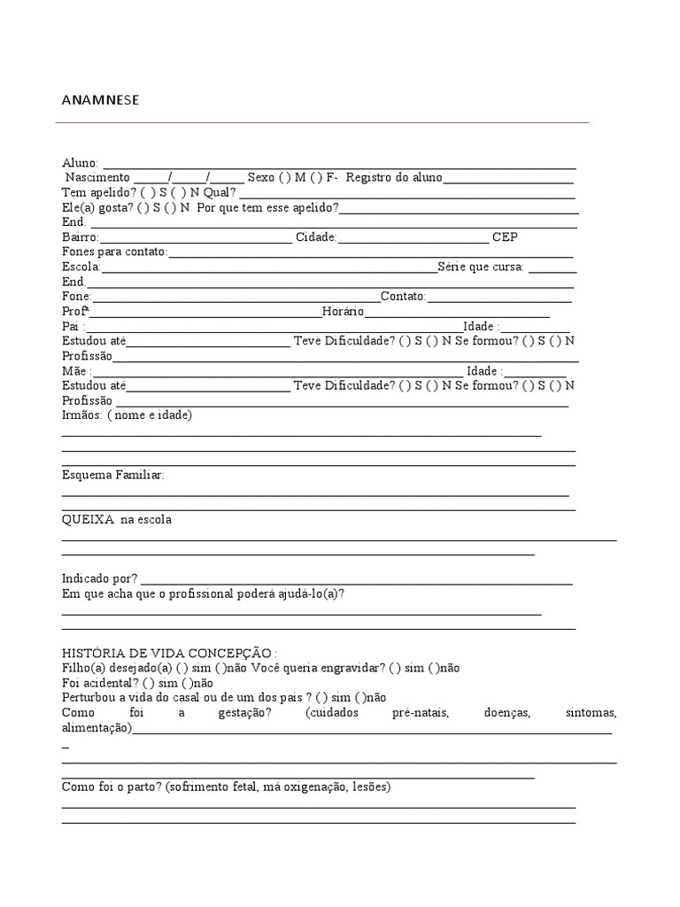 Anamnese | PDF | Família | Especialidades médicas