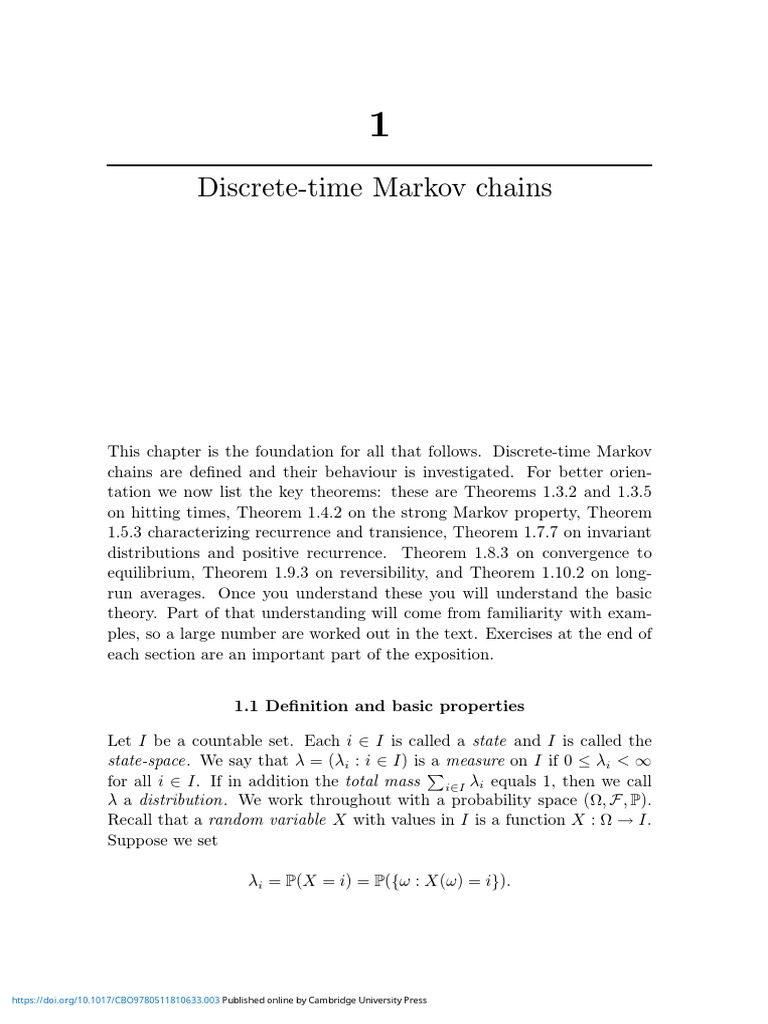 Discrete Time Markov Chains | Download Free PDF | Markov Chain | Mathematics