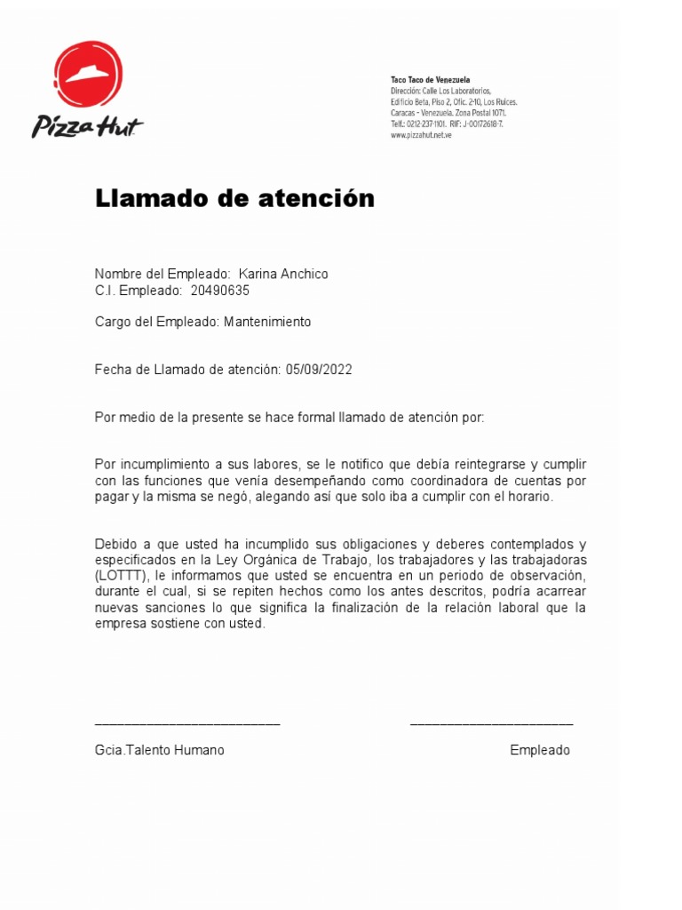 Llamados de Atencion | PDF