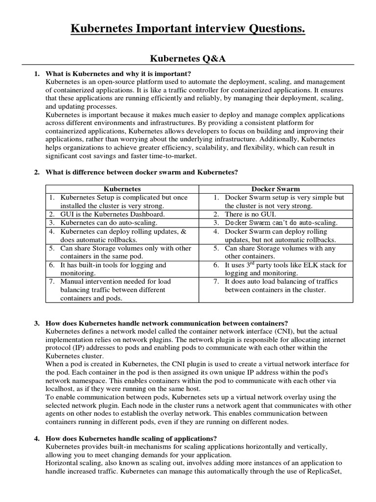 Kubernetes Interview Questions Pdf Computer Network Load Balancing Computing 