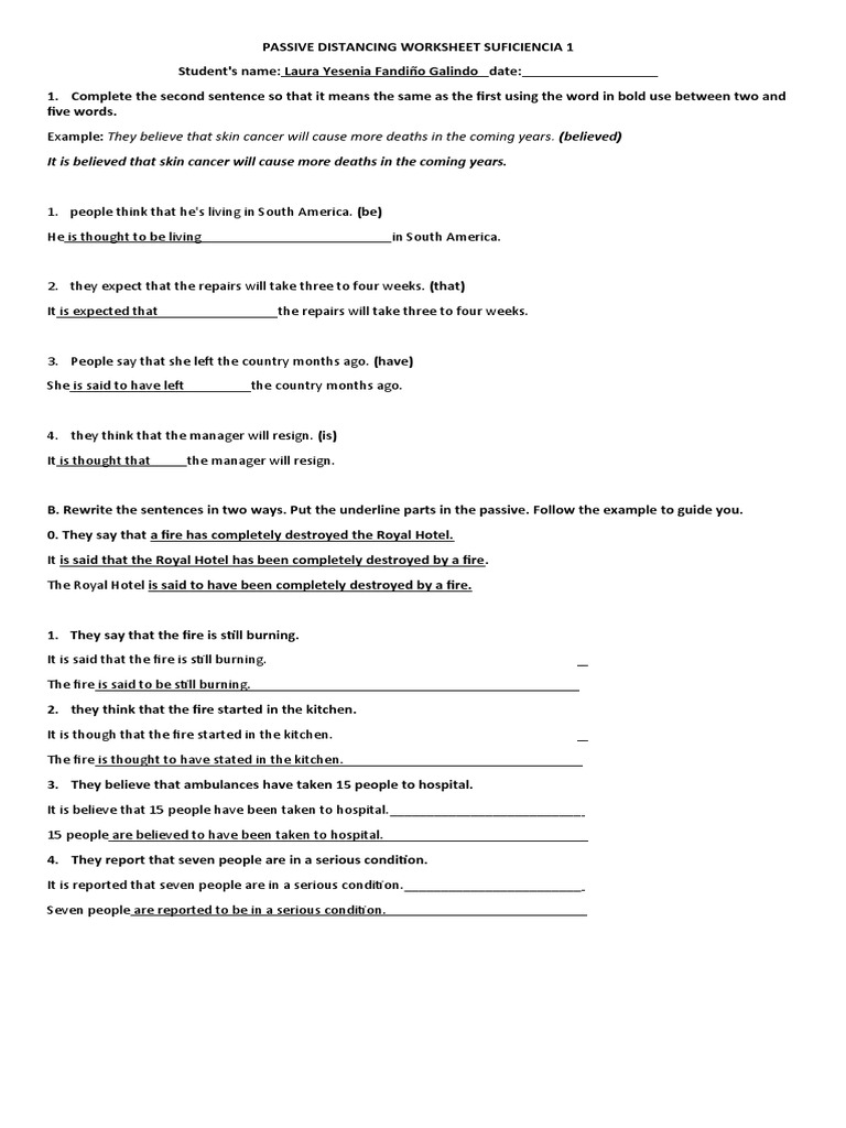 Passive Voice Practice Worksheet | PDF