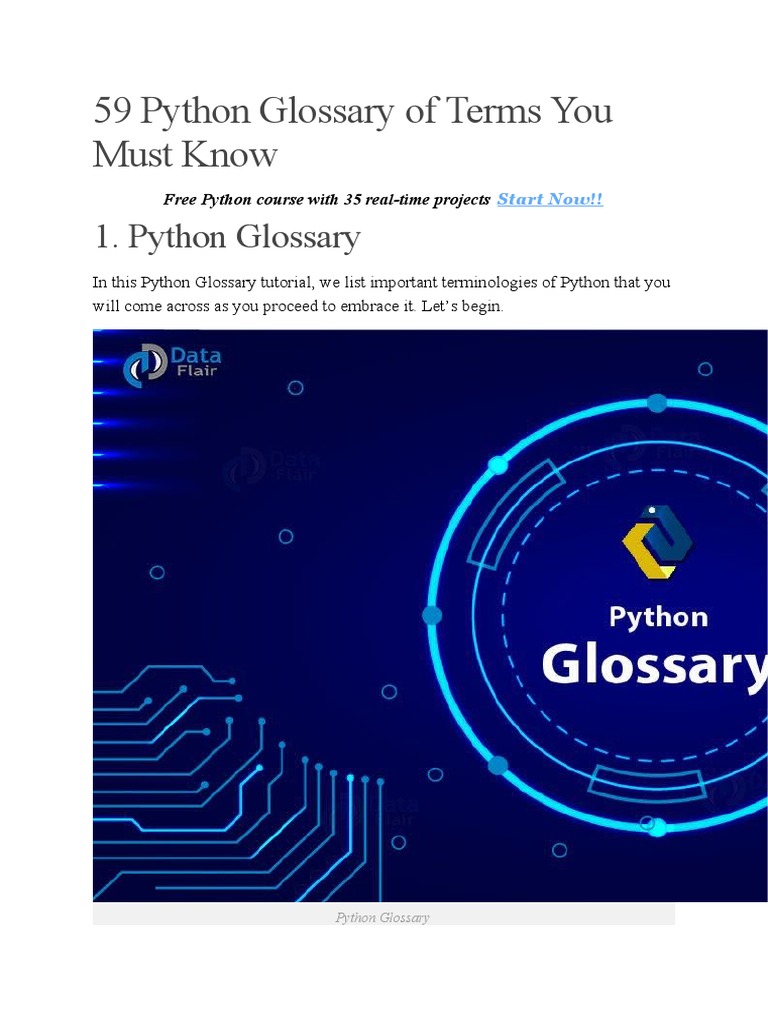 Python Glossary of Terms | Download Free PDF | Python (Programming ...