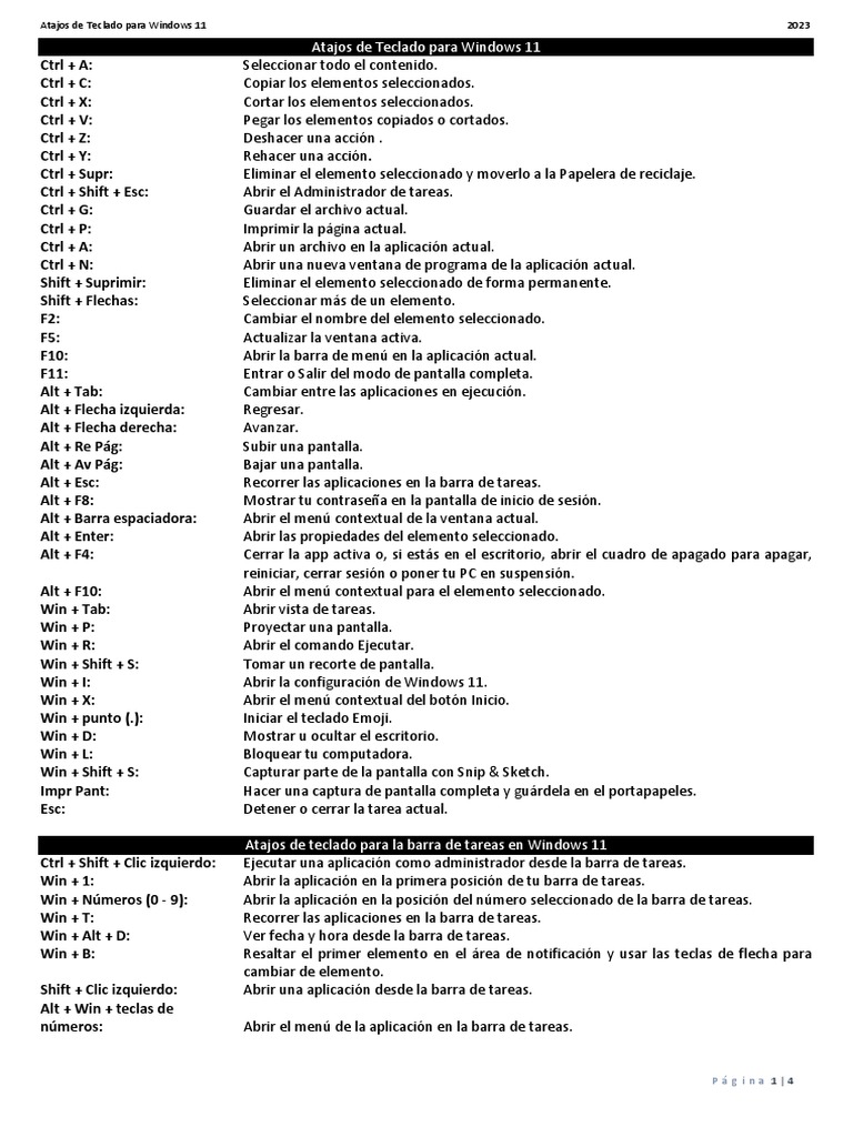 Atajos de Teclado para Windows 11 | PDF | Ventana (informática ...